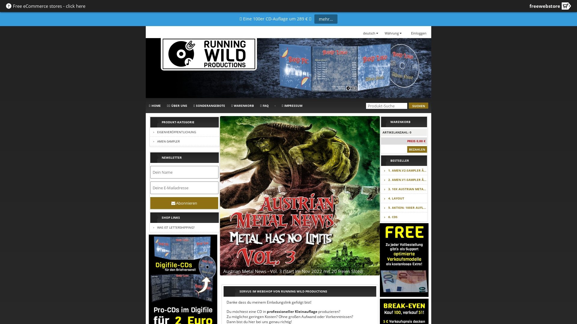 Webshop von Running Wild Productions (CD-Prod.)