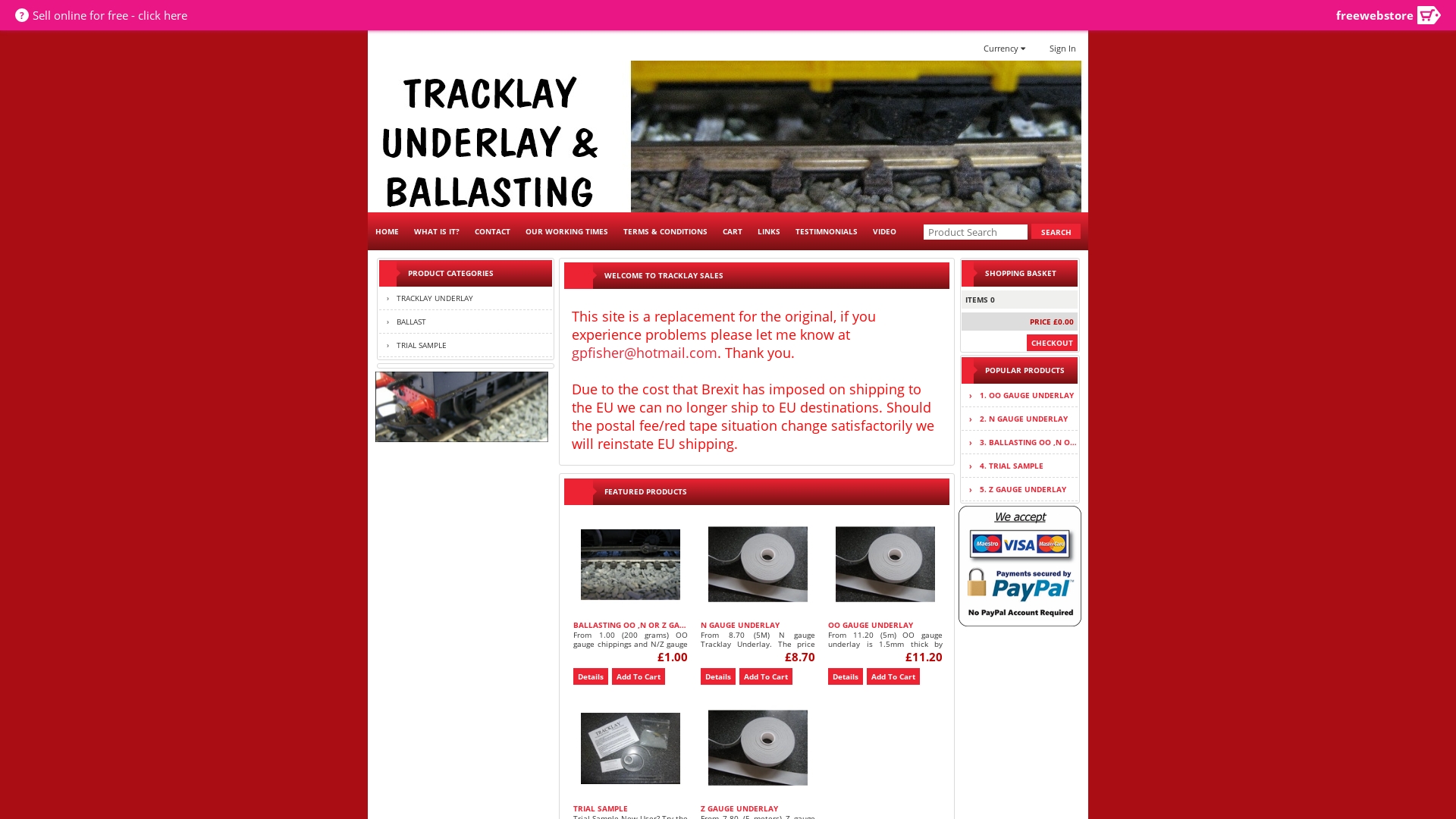 Tracklay Sales, model railway underlay and ballasting